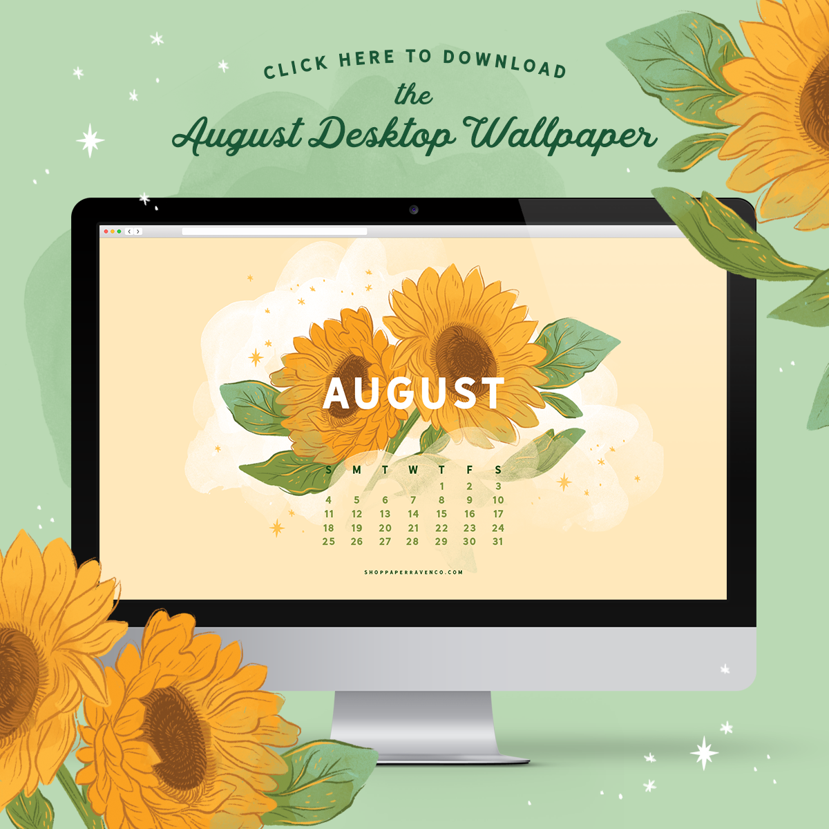 August 2019 Illustrated Desktop Wallpaper – Paper Raven Co.