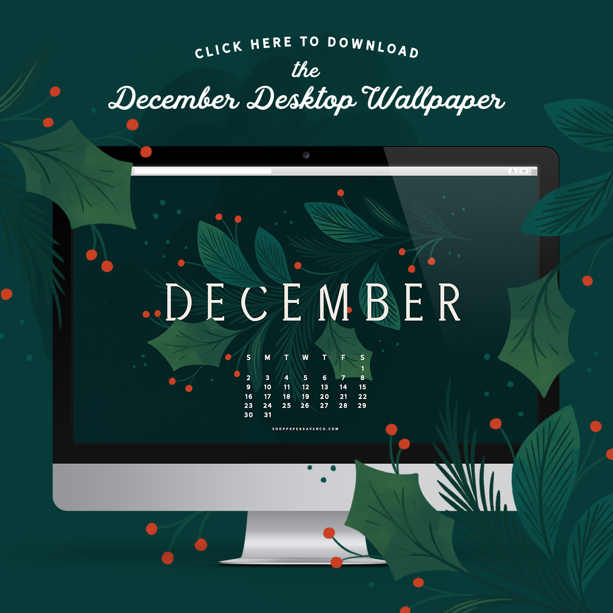 December 2018 Illustrated Desktop Wallpaper – Paper Raven Co.