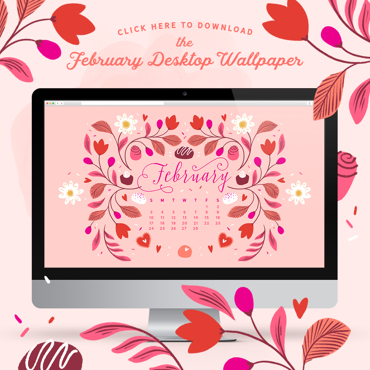 February 2019 Illustrated Desktop Wallpaper – Paper Raven Co.