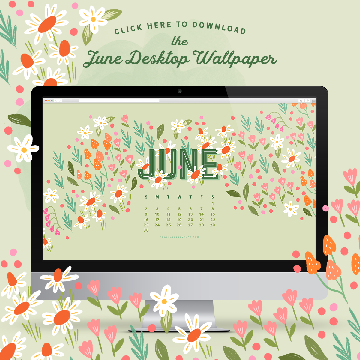 June 2019 Illustrated Desktop Wallpaper – Paper Raven Co.