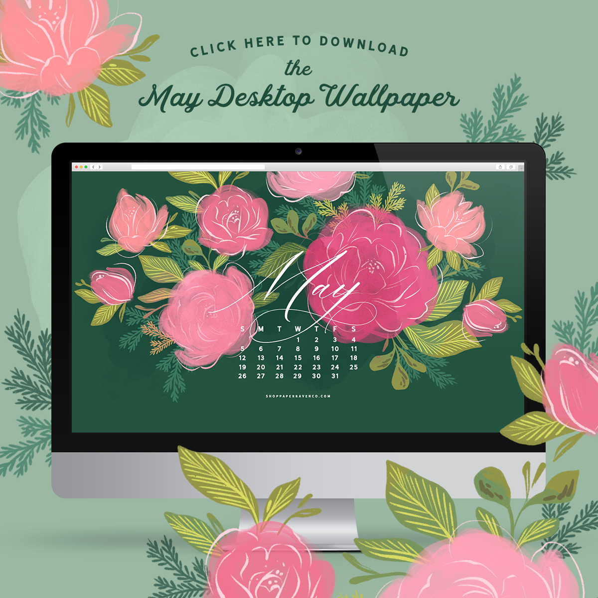 May 2019 Illustrated Desktop Wallpaper – Paper Raven Co.