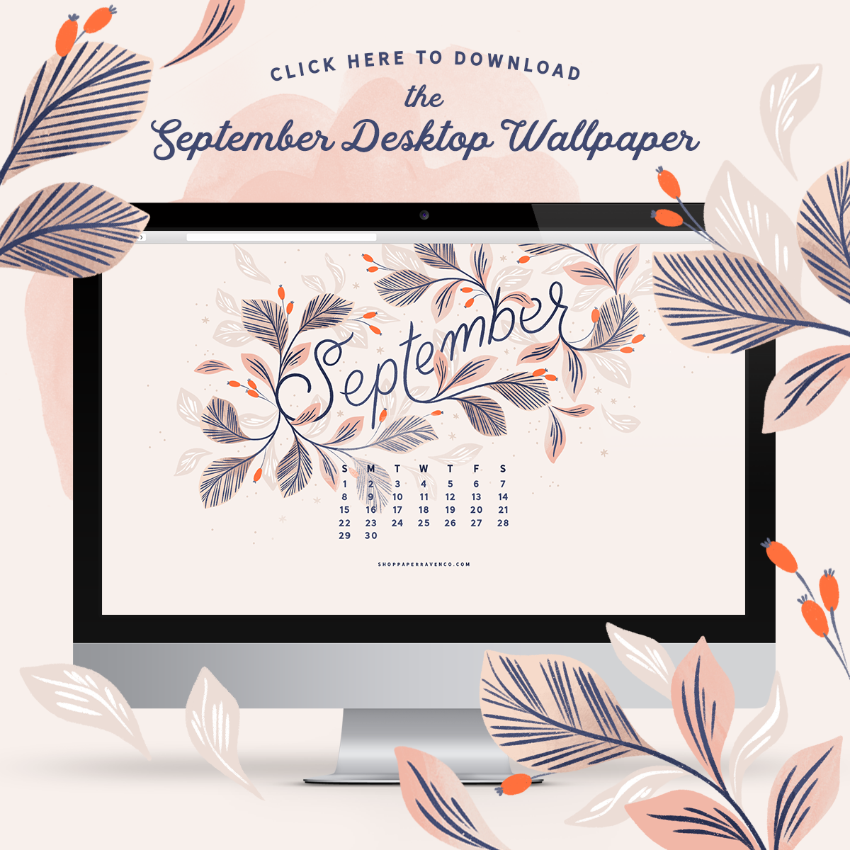 September 2019 Illustrated Desktop Wallpaper – Paper Raven Co.