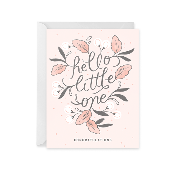 Hello Little One Card for Girl – Paper Raven Co.